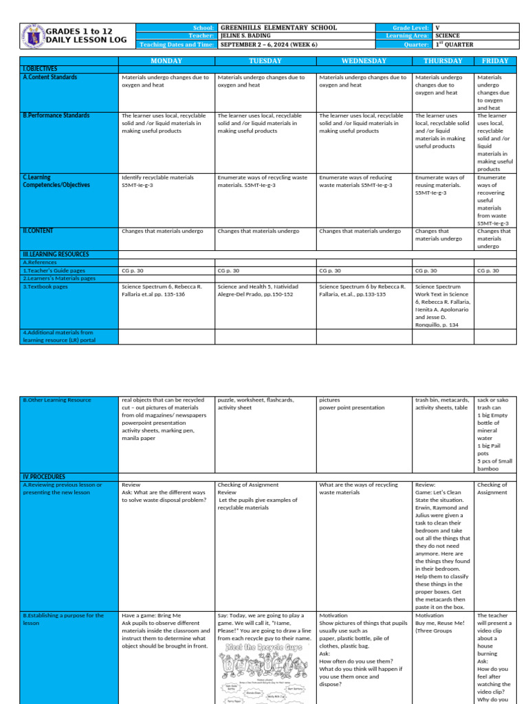 DLL_SCIENCE 5_Q1_W6 | PDF