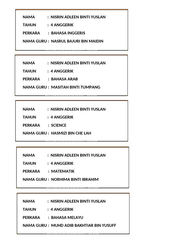 Tepek Nama Nisrin | PDF