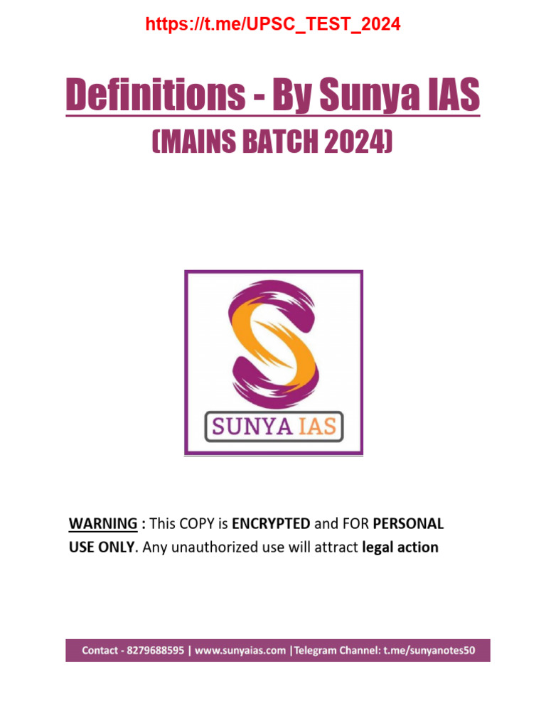 Definition Sunya IAS UPSC - TEST - 2024 | PDF
