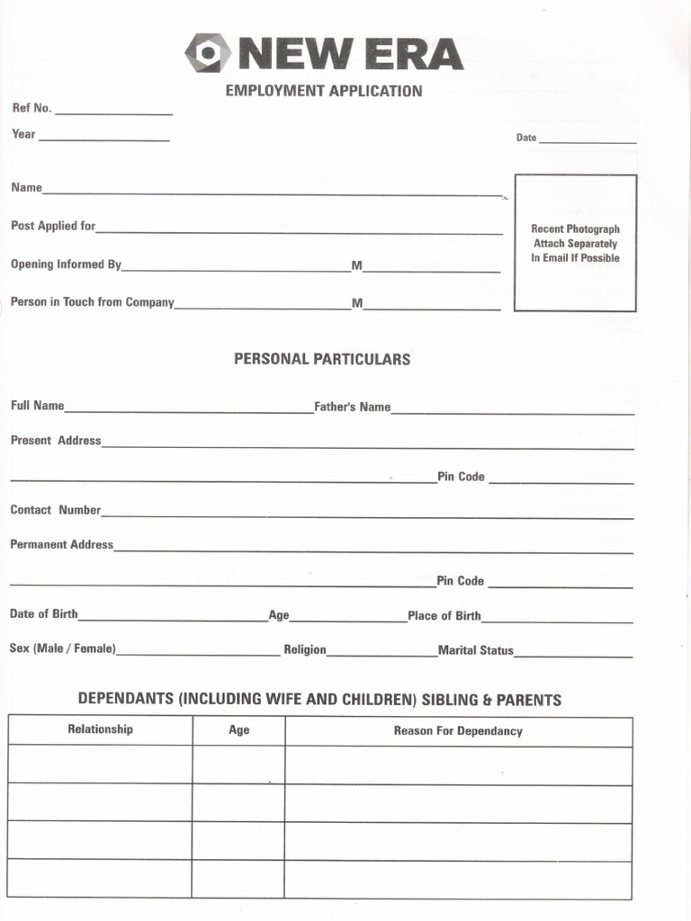 Staff Employement Form | PDF