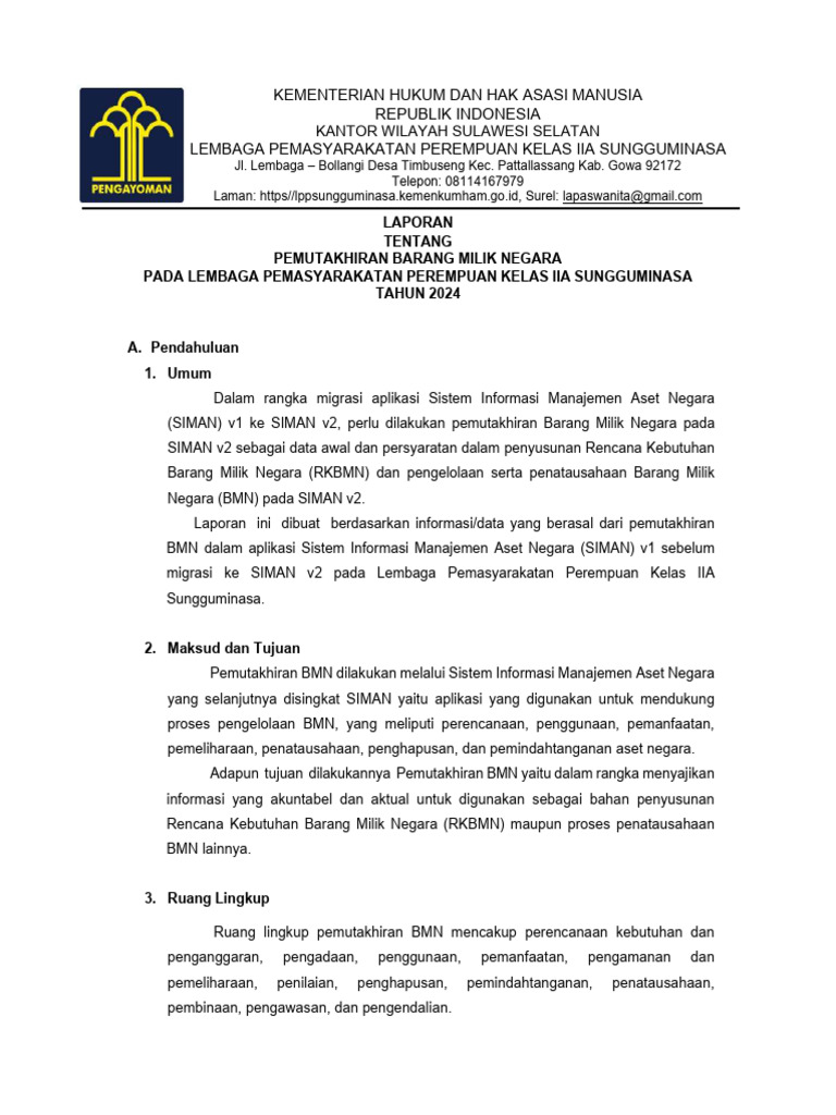 Laporan Pemutakhiran SIMAN V1 LPP Sungguminasa | PDF