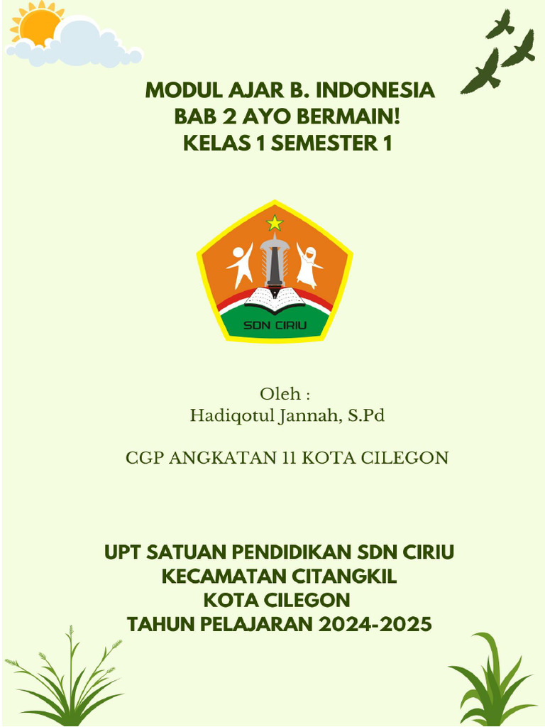 Modul Ajar Berdiferensiasi Kelas 1 B. Indonesia Bab 2 | PDF