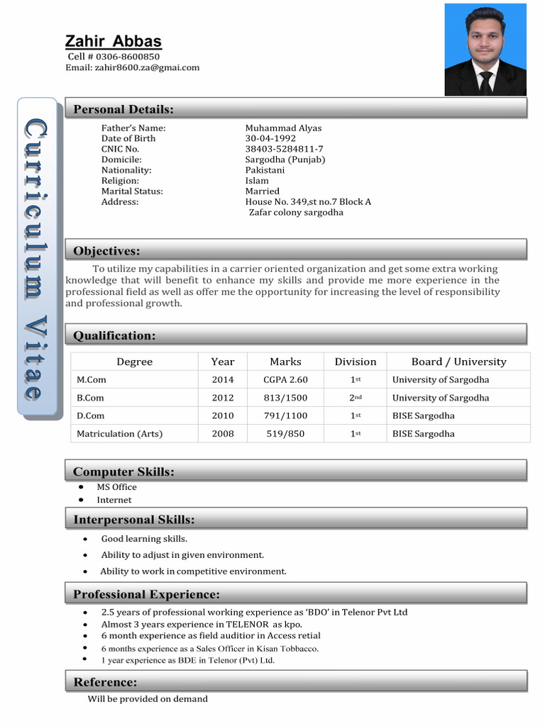 Zahir Abbas CV | PDF