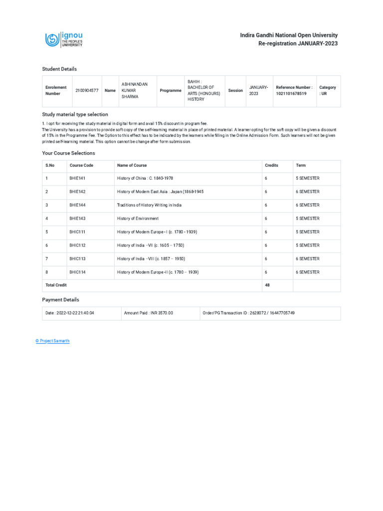 3rd Year Re-Registration | PDF