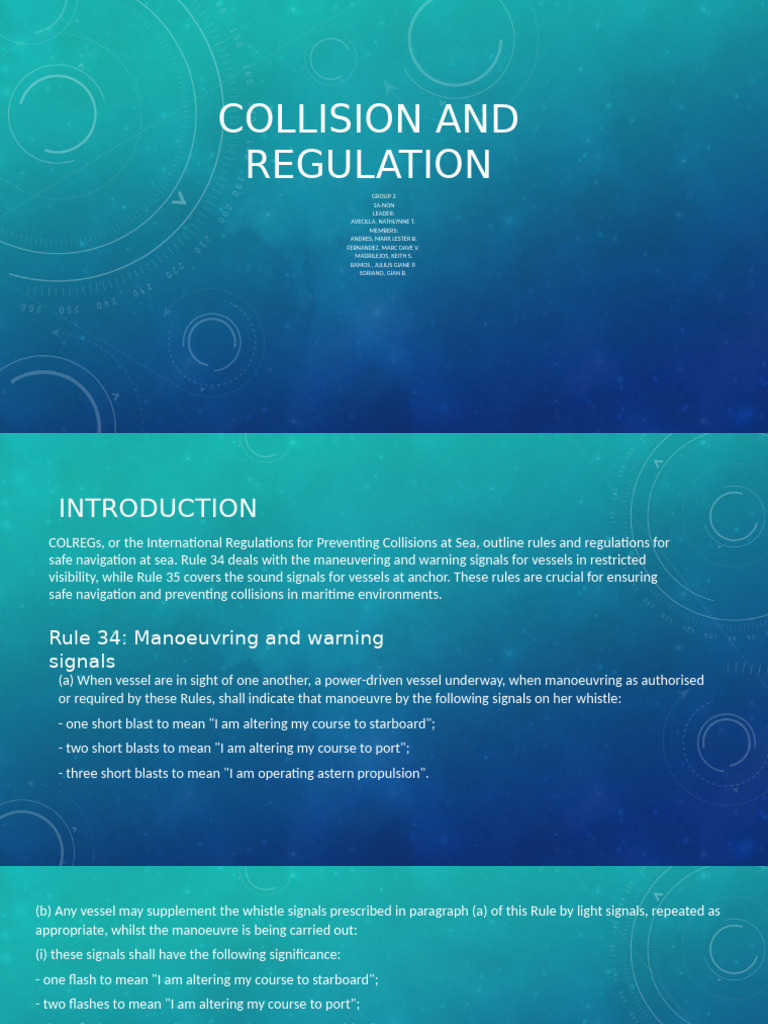 Collision and Regulation Rule 34-35 | PDF
