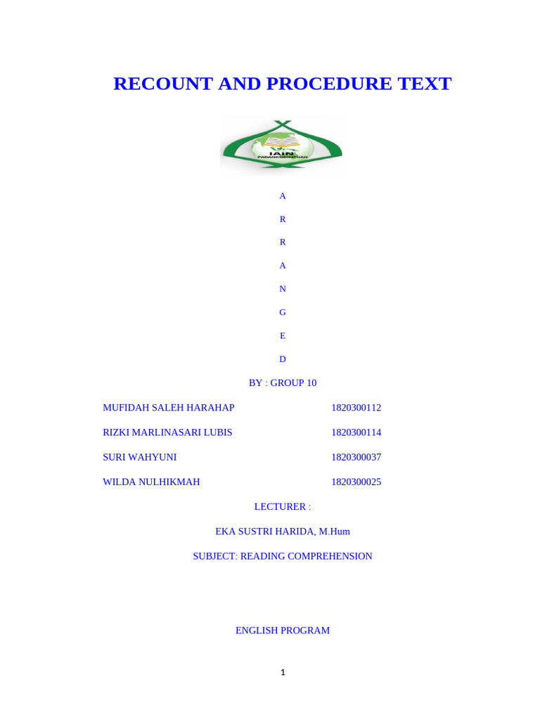 Recount and Procedure Text | PDF