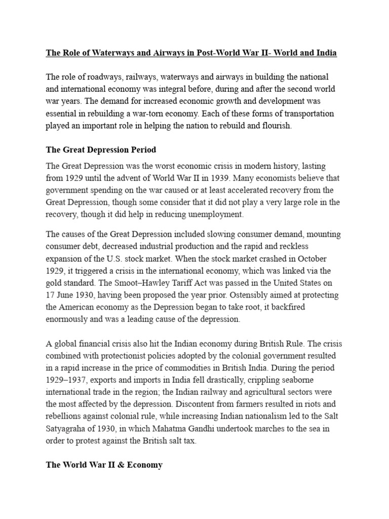 The Role of Waterways and Airways in Post-World War II-World and India ...