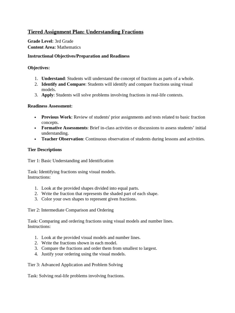 Tiered Assignment Plan | PDF