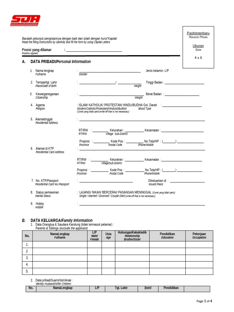 Form - Application SJA | PDF
