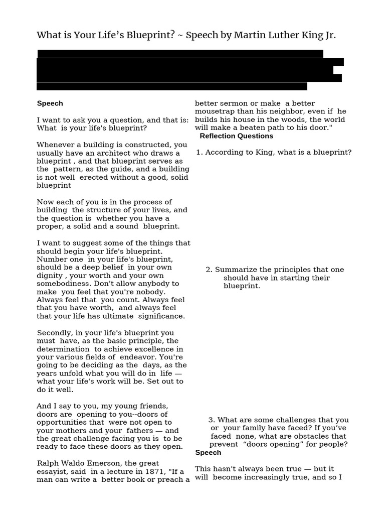 Life's Blueprint Speech Analysis | PDF