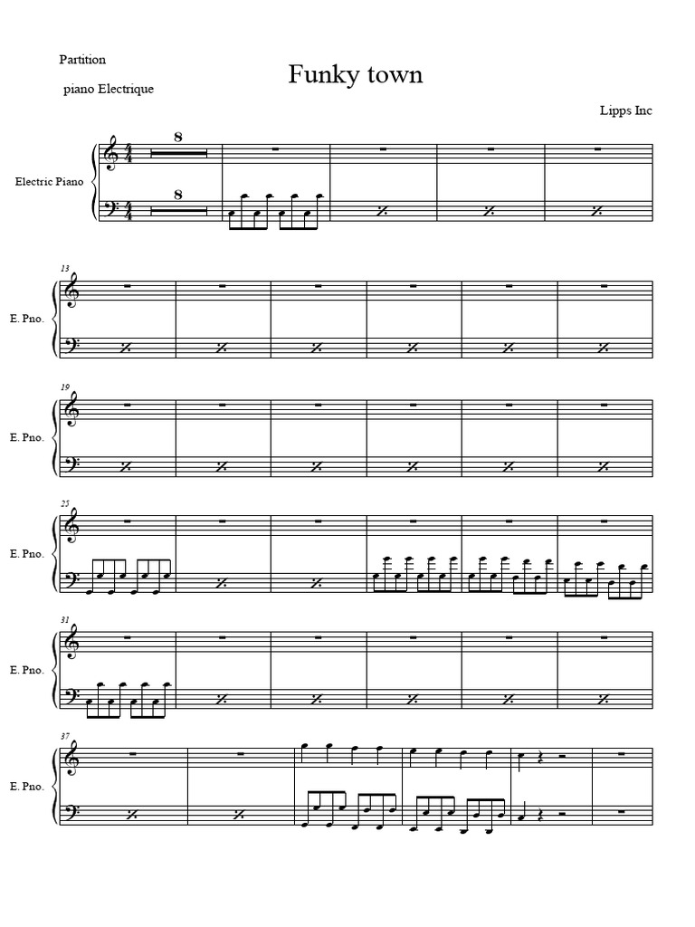 Lipps Inc Funky Town - Electric Piano | PDF