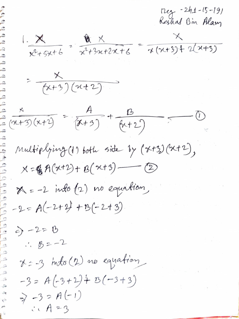 Math Partial Fraction Assignment | PDF