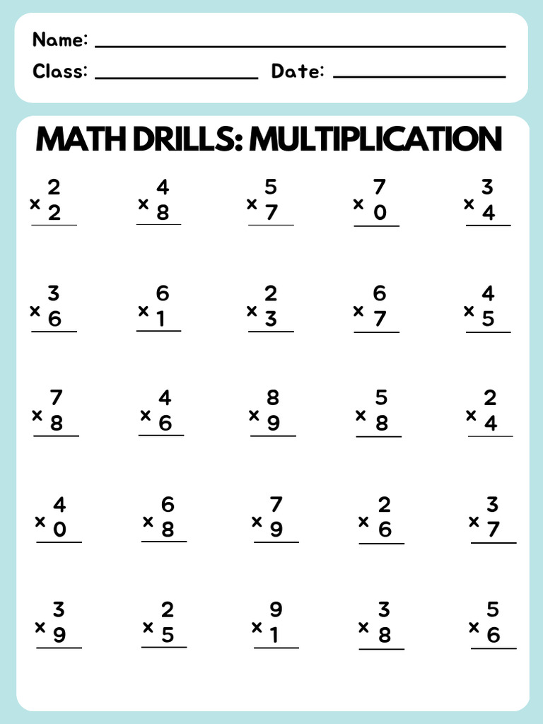 Math Drills Multiplication Worksheet | PDF Math Drills Multiplication Worksheet | PDF