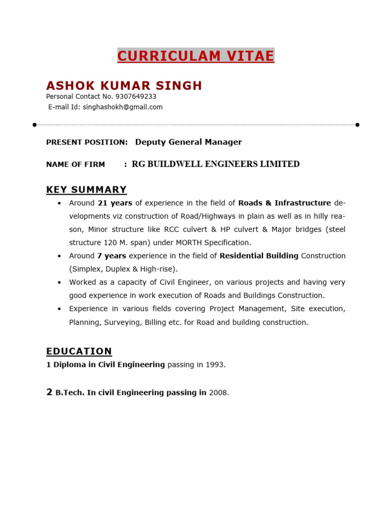 Ashok Singh CV PDF | PDF
