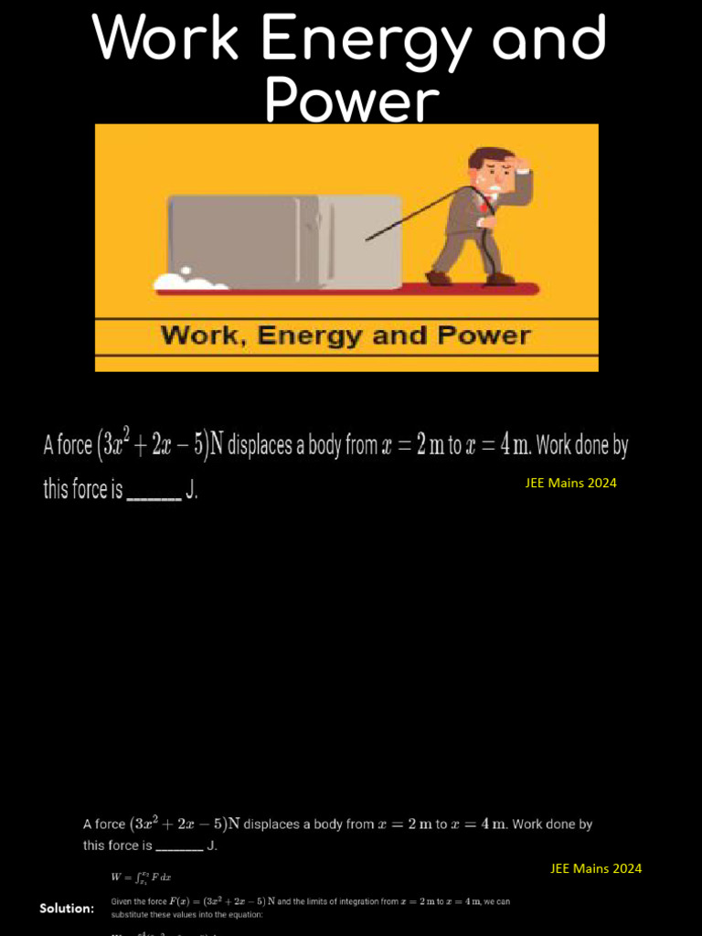 Work Power Energy Class Notes | PDF
