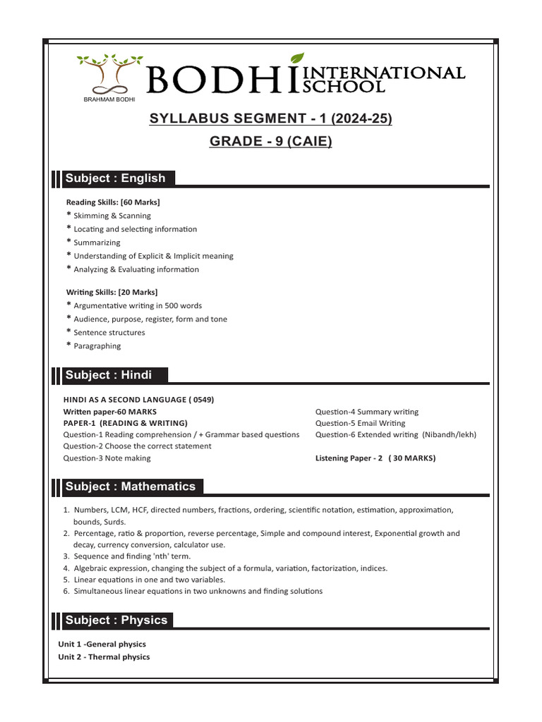 SYLLABUS SEG-1 | PDF