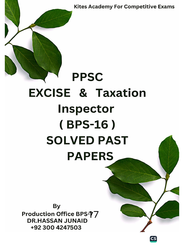 8 Solved Past Papers of EXISE & Taxation (PPSC) by DR. HASSAN JUNAID-1 ...
