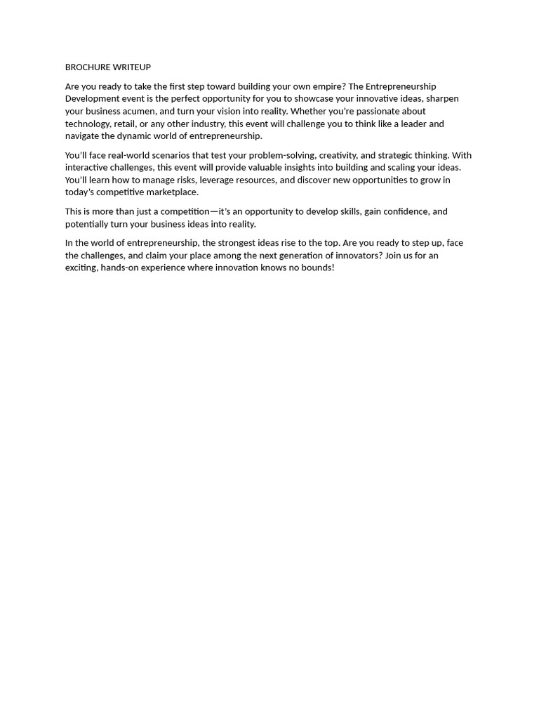 Brochure Writeup | PDF
