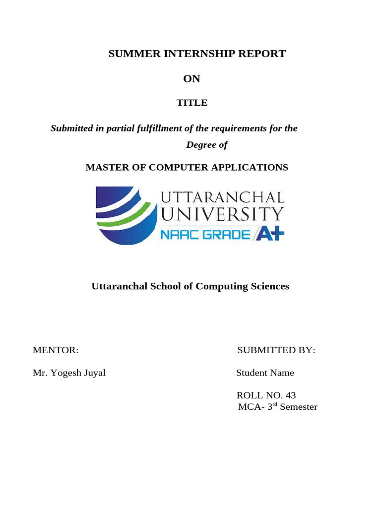 Summer Internship Report | PDF