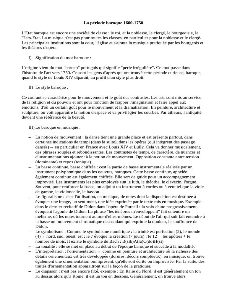 001 La Période Baroque | PDF