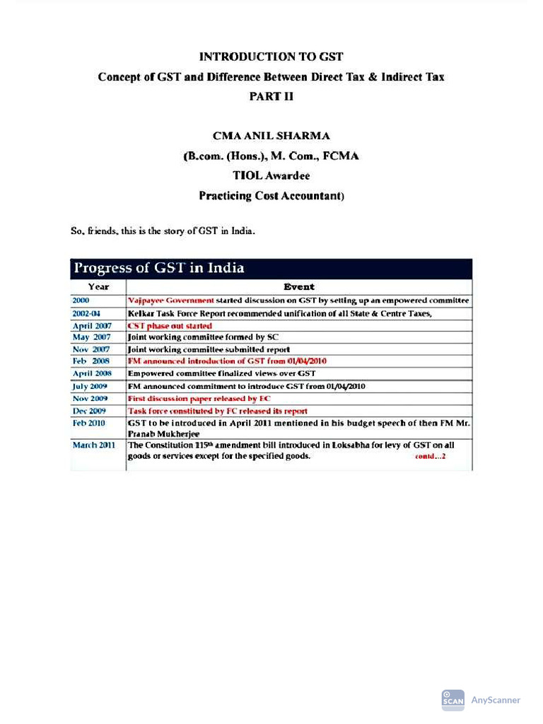 Introduction To GST | PDF