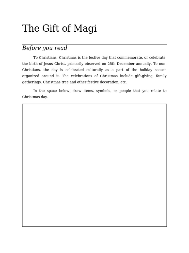 The Gift of Magi worksheet 1 - student copy | PDF