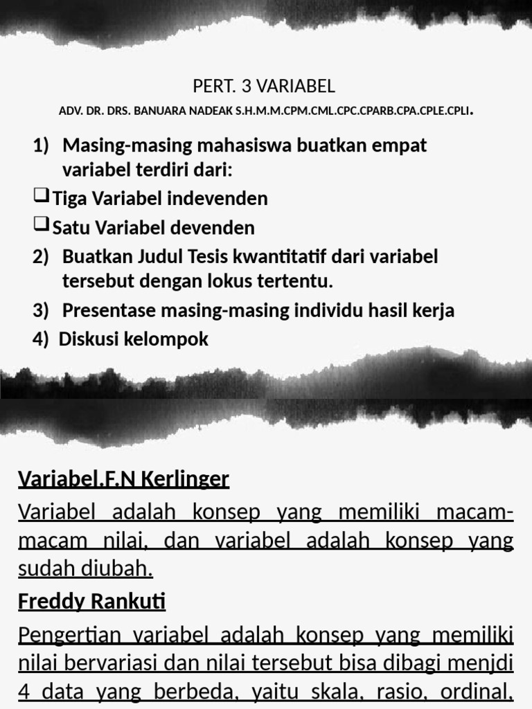 Pertemuan Ketiga Presentase Judul Dan Variabel | PDF