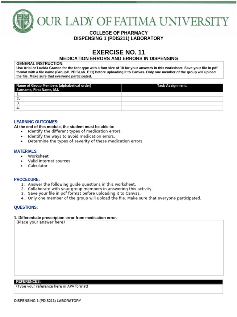 Exercise 10 Medication Errors 4 | PDF