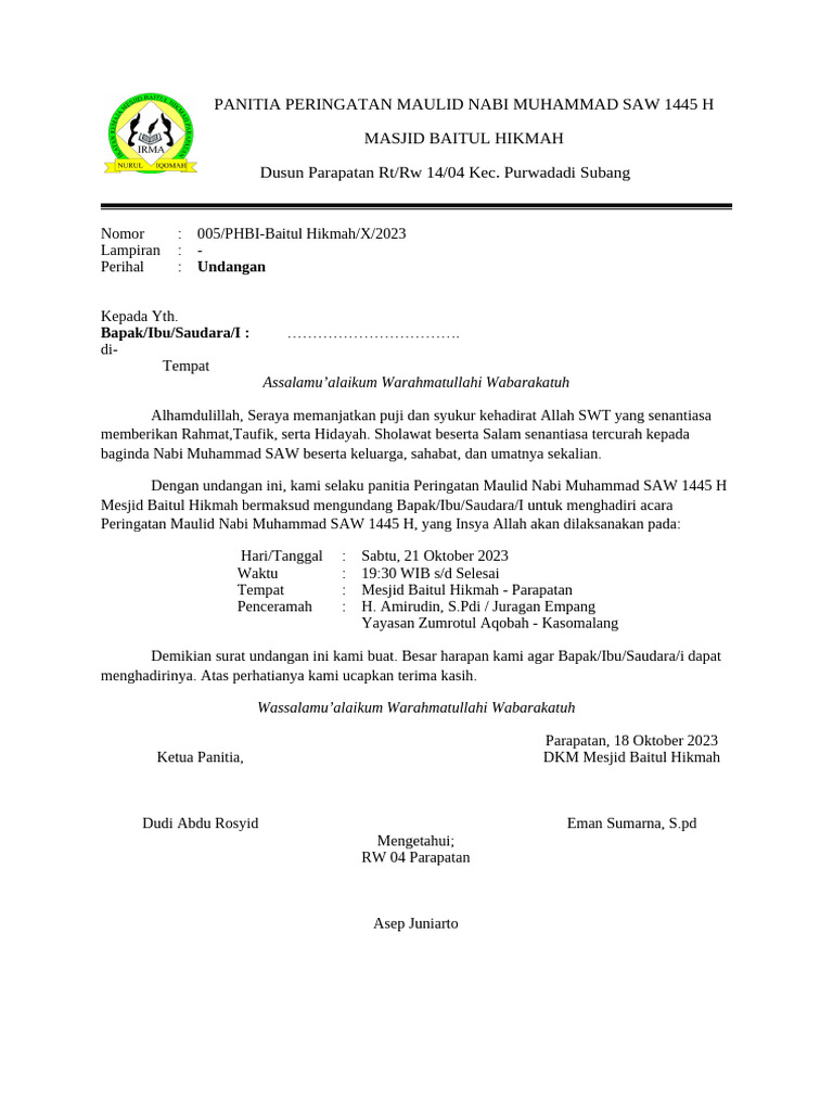 Surat Muludan 2023 | PDF