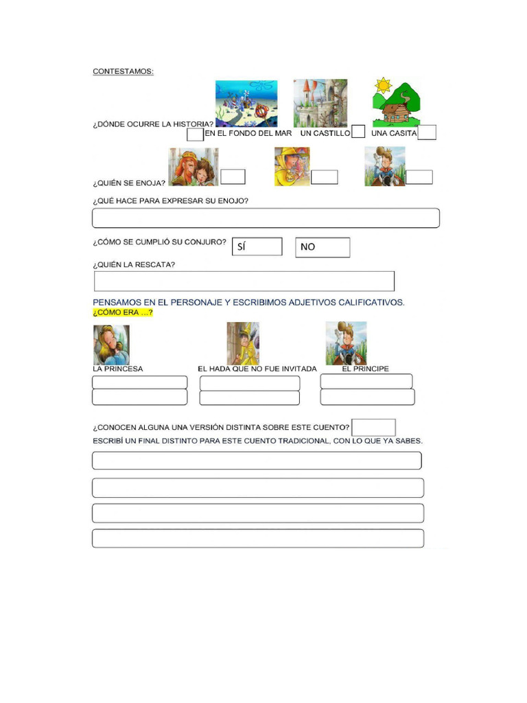 Actividades Sobre La Bella Durmiente | PDF