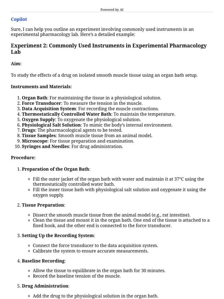 Experiment 2: Commonly Used Instruments in Experimental Pharmacology ...