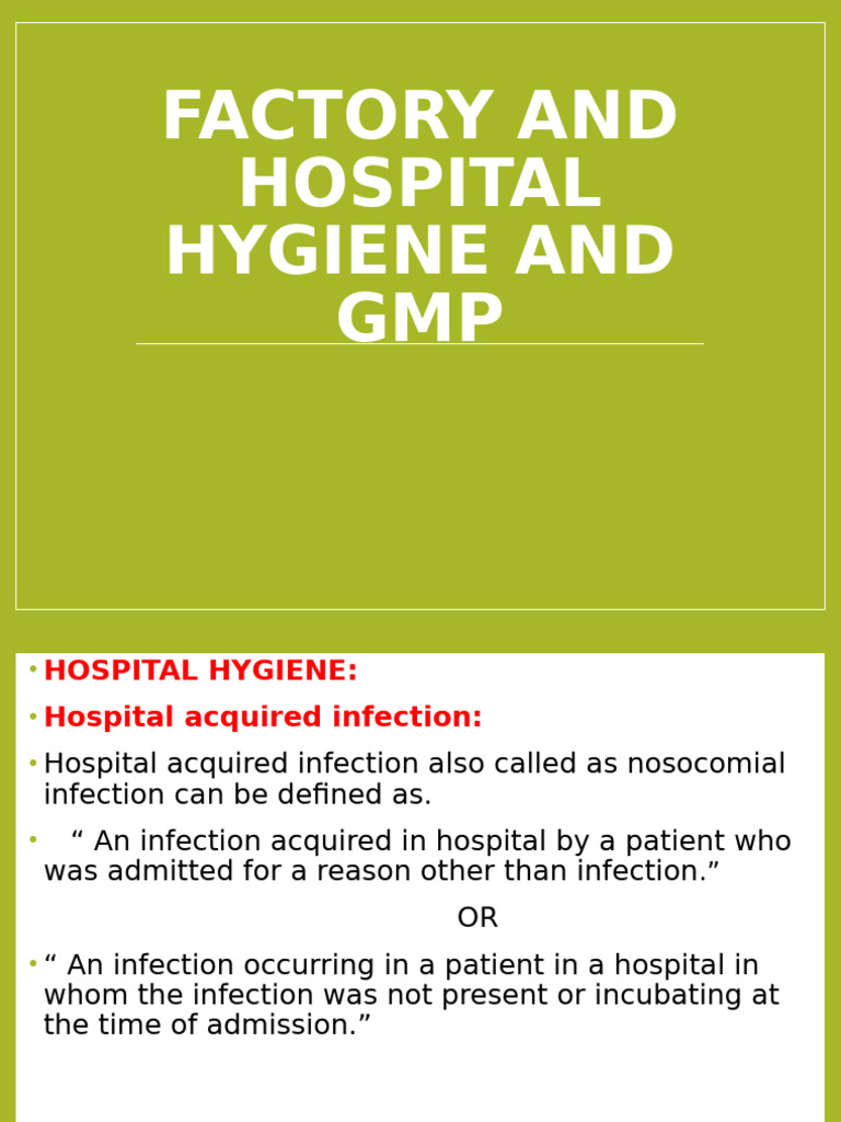 Factory and Hospital Hygiene | PDF
