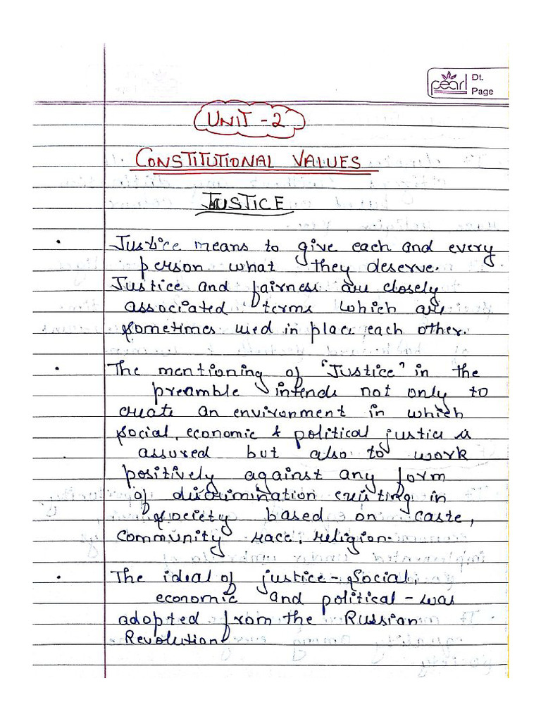 Constitutional values - Unit 2 | PDF
