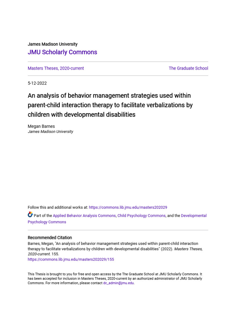 An Analysis of Behavior Management Strategies Used Within Parent | PDF