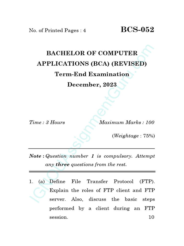 Dec - 2023 BCS-052 | PDF