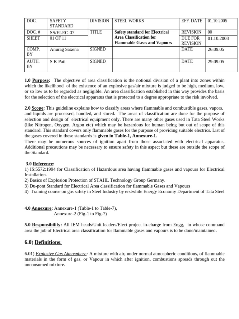 Electrical Area Classification Safety Guide | PDF | Gases | Science ...