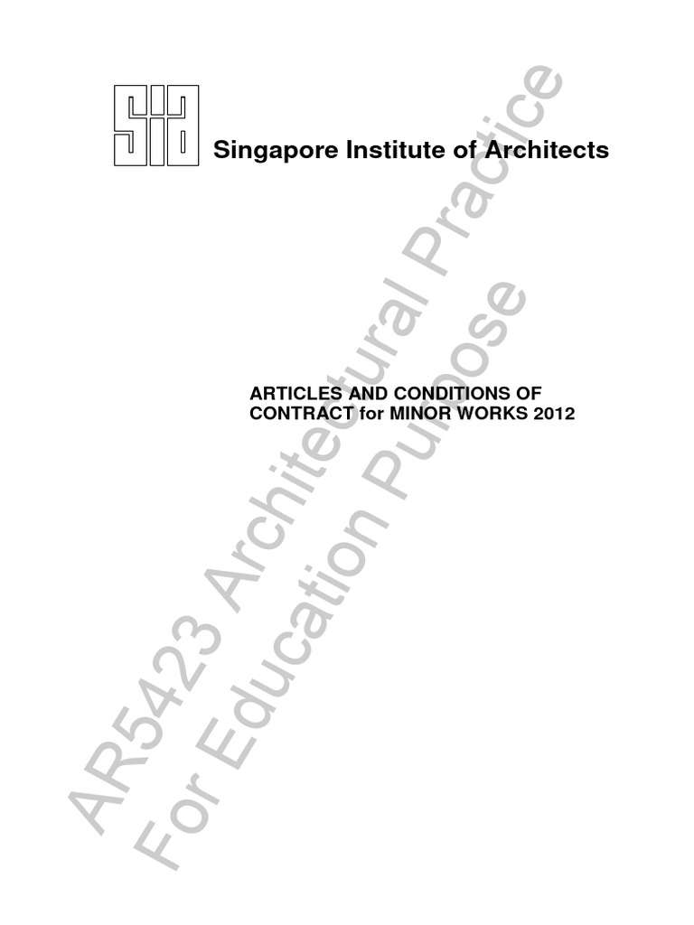 SIA Minor Works Contract Dec 2012 | PDF