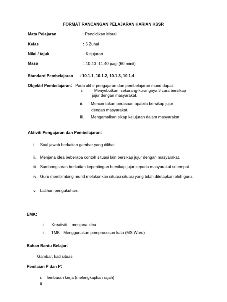 Format RPH P Moral | PDF