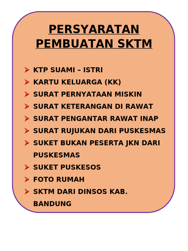 Persyaratan Pembuatan SKTM | PDF