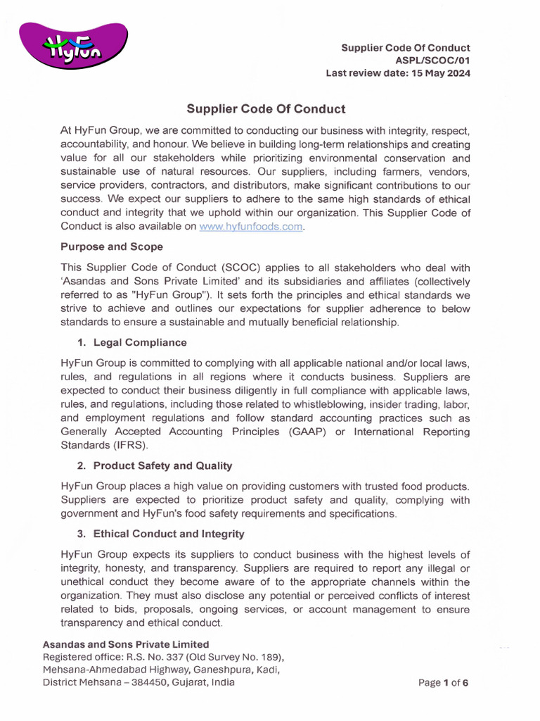 Supplier Code of Conduct | PDF