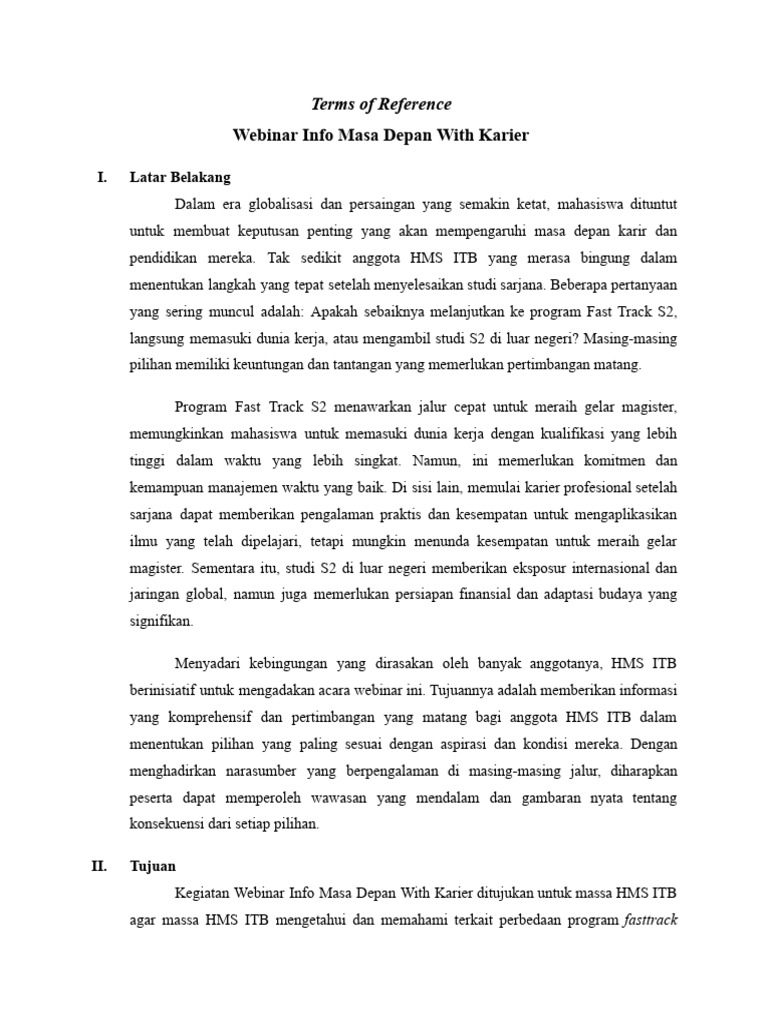 TOR Info Masa Depan With Karier | PDF
