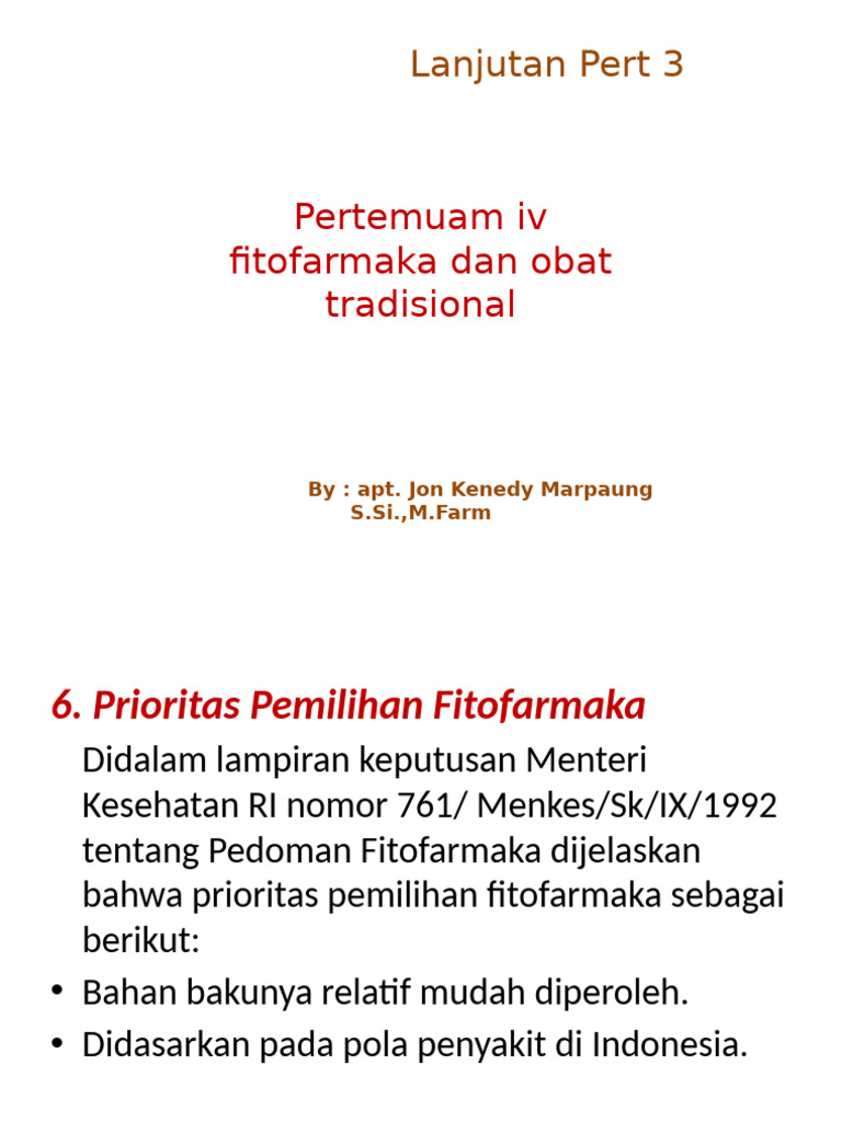 Pert 4 MK. Fitofarmaka Dan OT I | PDF