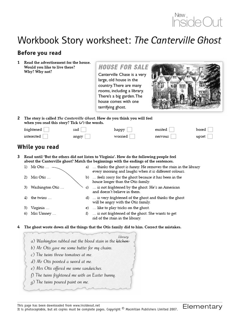 Workbook Story the Canterville Ghost | PDF