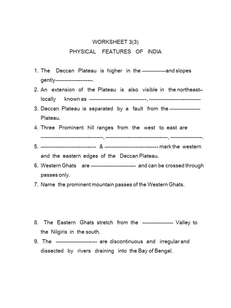 Worksheet 3 | PDF | Plateau | Travel