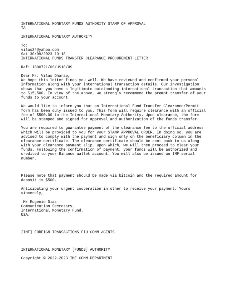 International Monetary Funds Authority Stamp of Approval | PDF