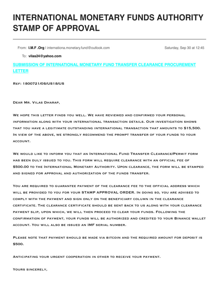 International Monetary Funds Authority Stamp of Approval | PDF