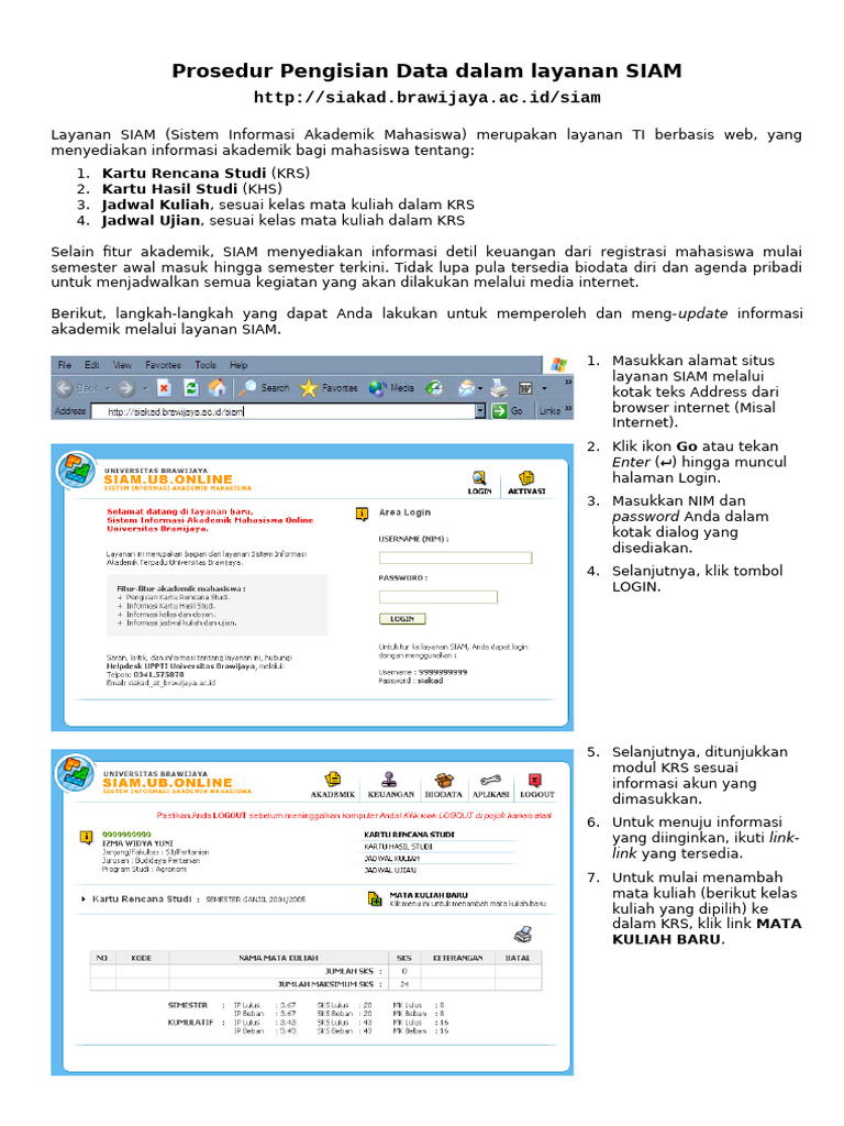 Prosedur Pengisian Data dalam layanan SIAM | PDF