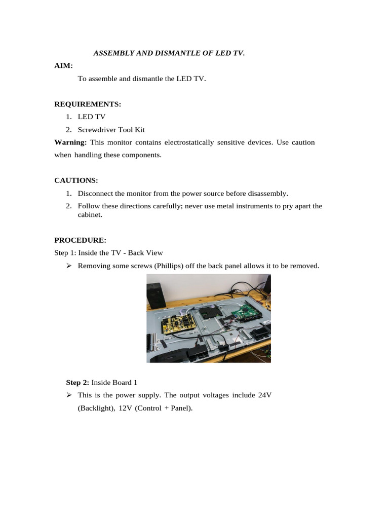 LED TV Assembly and Dismantle Guide | PDF | Backlight | Power Supply