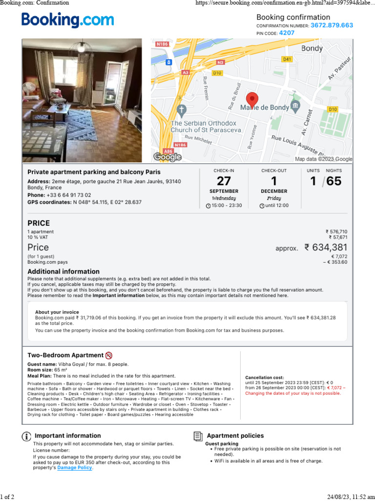 Confirmation Hotel | PDF