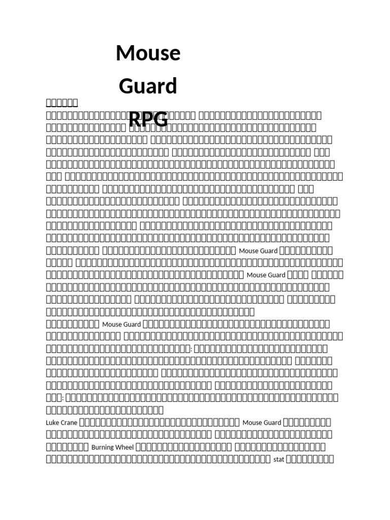 Mouse Guard RPG 0.1 | PDF
